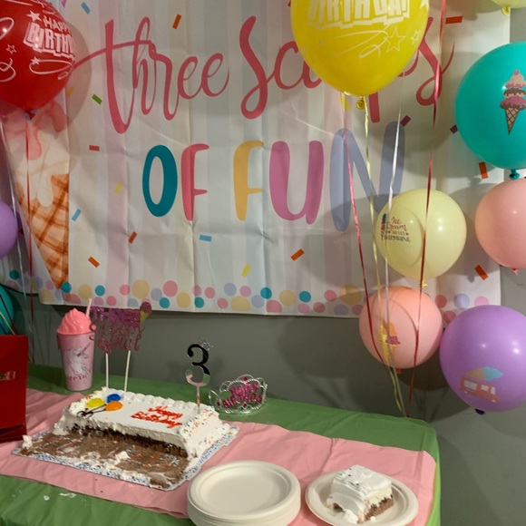Other | Three Scoops Of Fun Ice Cream Birthday Banner | Poshmark